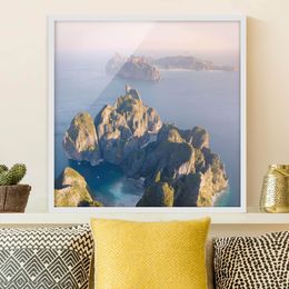 Bilderwelten Bild mit Rahmen Strand blau Motiv inkl. Rahmung - Phi Phi Inseln - Meerblick Wohnzimmer Schlafzimmer
