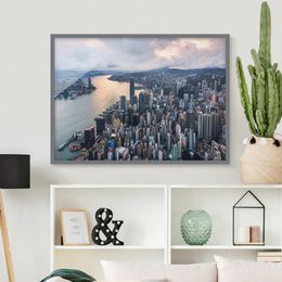 Bilderwelten Bild mit Rahmen Hongkong bei Sonnenaufgang