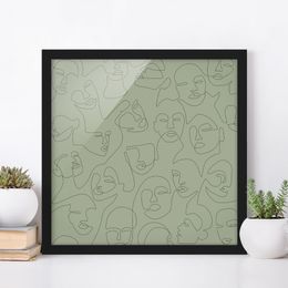 Bilderwelten Bild mit Rahmen Line Art - Beauty Portraits in Gr&uuml;n