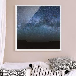 Bilderwelten Bild mit Rahmen Himmel schwarz Motiv inkl. Rahmung - Leuchten des Sternenhimmels - Himmel Wohnzimmer Schlafzimmer