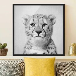 Bilderwelten Bild mit Rahmen Gepard Gerald Schwarz Wei&szlig;