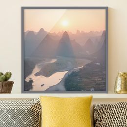 Bilderwelten Bild mit Rahmen Sonnenaufgang in Berglandschaft