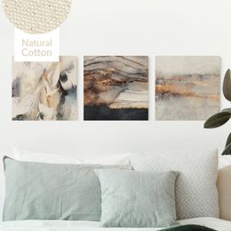 Bilderwelten 3-teiliges Leinwandbild Aquarell Goldspuren