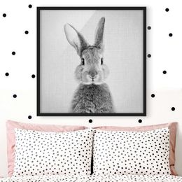 Bilderwelten Bild mit Rahmen Hase Hilbert Schwarz Wei&szlig;