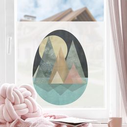 Bilderwelten Fensterfolie Fensterhaftfolie Abstrakt Sichtschutz blau - Utopische Landschaft - Sonne - Deko Wohnzimmer Schlafzimmer K&uuml;che