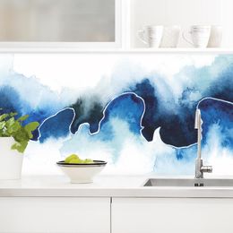 Bilderwelten Küchenrückwand selbstklebend weiss originell Abstrakt Aquarell - Gletscherbruch - Wandfolie Spritzschutz nach Maß