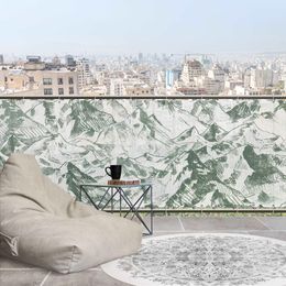 Bilderwelten Balkon Sichtschutz Illustration Berglandschaft Gr&uuml;n