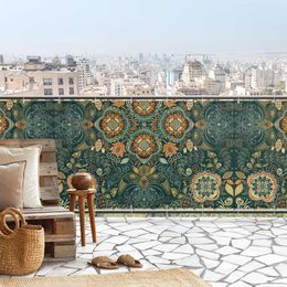Bilderwelten Balkon Sichtschutz Detailliertes Boho Muster in Gr&uuml;n