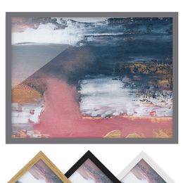 Bilderwelten Bild mit Rahmen Rosa Sturm mit Gold