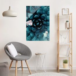 Bilderwelten Glasbild Sukkulente Petrol II