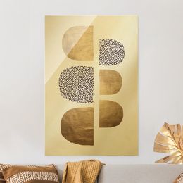 Bilderwelten Glasbild originell Abstrakt gold Glas Wandbild - Geometrischer Halbkreis III - Deko Wohnzimmer Schlafzimmer