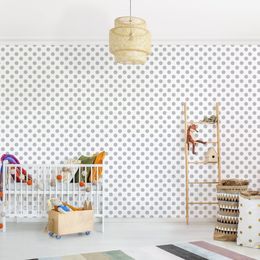 Bilderwelten Mustertapete Vliestapete modern Wandtapete einzigartig - Punkte Grau auf Wei&szlig; - Geometrisch Kinderzimmer Baby M&auml;dchen Jungen