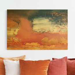 Bilderwelten Leinwandbild Rosa Sturm mit Gold