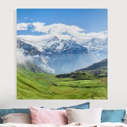 Bilderwelten Leinwandbild Schweizer Alpenpanorama