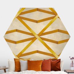 Bilderwelten Hexagon Tapete Vliestapete Illustration Aquarell gelb - Lichtspielband Gelb - Geometrisch Wohnzimmer Schlafzimmer