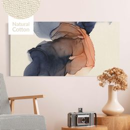 Bilderwelten Leinwandbild Ozeantropfen Blau-Orange mit Gold