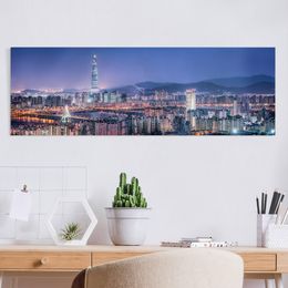 Bilderwelten Leinwandbild Lotte World Tower bei Nacht