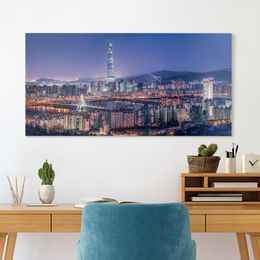 Bilderwelten Leinwandbild Lotte World Tower bei Nacht