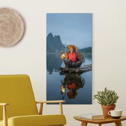Bilderwelten Leinwandbild Kormoranfischer am Abend