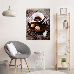 Bilderwelten Glasbild Kaffeetasse mit Kaffeebohnen