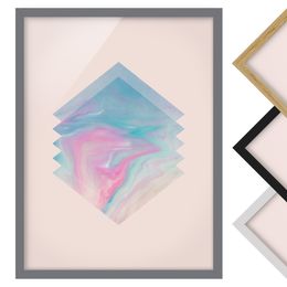 Bilderwelten Bild mit Rahmen Pinkes Wasser Marmor
