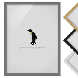 Bilderwelten Bild mit Rahmen Pinguin Zitat Good Morning Gorgeous