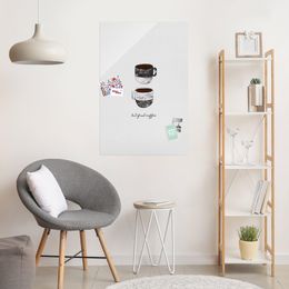 Bilderwelten Glasbild Tassen Zitat But First Coffee