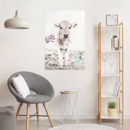 Bilderwelten Glasbild Wei&szlig;es Kalb