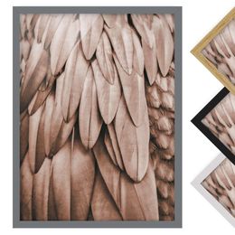 Bilderwelten Bild mit Rahmen Federn in Rosegold