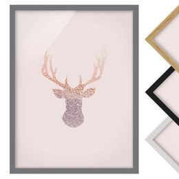 Bilderwelten Bild mit Rahmen Glitzernder Hirsch