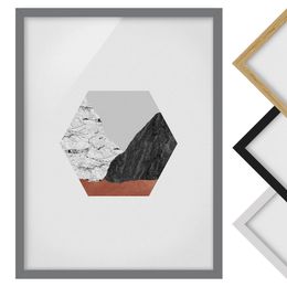 Bilderwelten Bild mit Rahmen Kupferberge Geometrie im Hexagon
