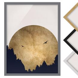 Bilderwelten Bild mit Rahmen Goldmond im Wald