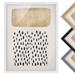 Bilderwelten Bild mit Rahmen originell gold Abstrakt inkl. Rahmung - Geometrische Punkte I - Deko Wohnzimmer Schlafzimmer