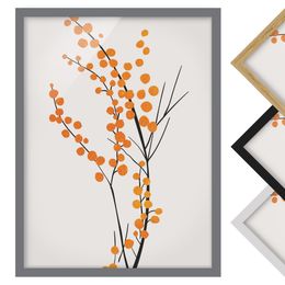 Bilderwelten Bild mit Rahmen Grafische Pflanzenwelt - Beeren Orange