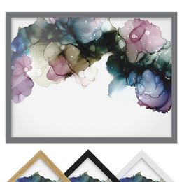 Bilderwelten Bild mit Rahmen Blumenbogen mit Gold