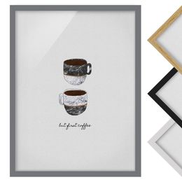 Bilderwelten Bild mit Rahmen Tassen Zitat But First Coffee