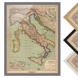 Bilderwelten Bild mit Rahmen Vintage Landkarte Italien