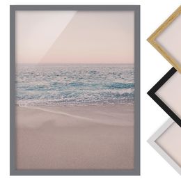Bilderwelten Bild mit Rahmen Ros&eacute;goldener Strand am Morgen