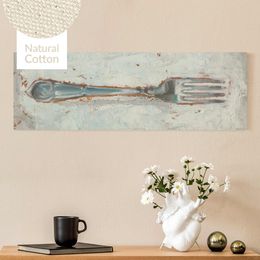 Bilderwelten Leinwandbild - Panorama Impressionistisches Besteck - Gabel