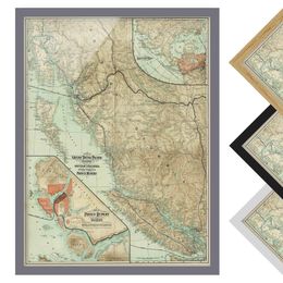 Bilderwelten Bild mit Rahmen Vintage Karte British Columbia