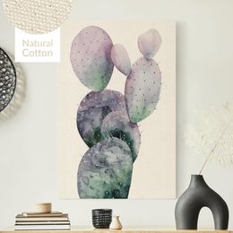 Bilderwelten Leinwandbild - Hochformat Kaktus in Lila I
