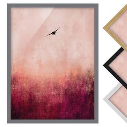 Bilderwelten Bild mit Rahmen Vogel im Sonnenuntergang