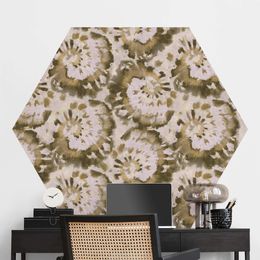 Bilderwelten Hexagon Tapete originell Abstrakt Wandtapete beige - Batik auf Leinwand Struktur - Deko Wohnzimmer Schlafzimmer