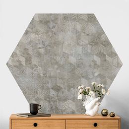 Bilderwelten Hexagon Fototapete Geometrisches Vintage Muster mit Ornamenten Beige