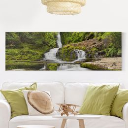 Bilderwelten Leinwandbild - Panorama Upper McLean Falls in Neuseeland