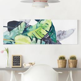 Bilderwelten Leinwandbild - Panorama Exotisches Blattwerk - Banane