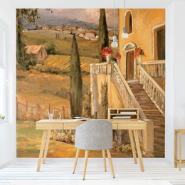 Bilderwelten Fototapete Italienische Landschaft - Haustreppe