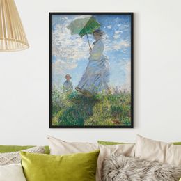 Bilderwelten Bild mit Rahmen Claude Monet - Frau mit Sonnenschirm