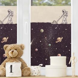 Bilderwelten Fensterfolie Himmel Illustration Sichtschutz beige - Kosmischer Rasen - Himmel Wohnzimmer Schlafzimmer K&uuml;che