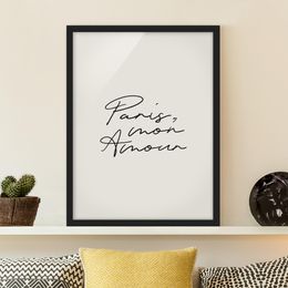 Bilderwelten Bild mit Rahmen Spruch Paris mon Amour